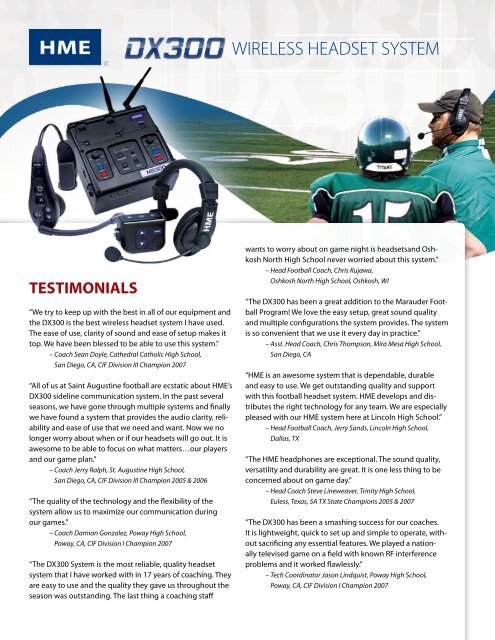 WIRELESS HEADSET SYSTEM - HME