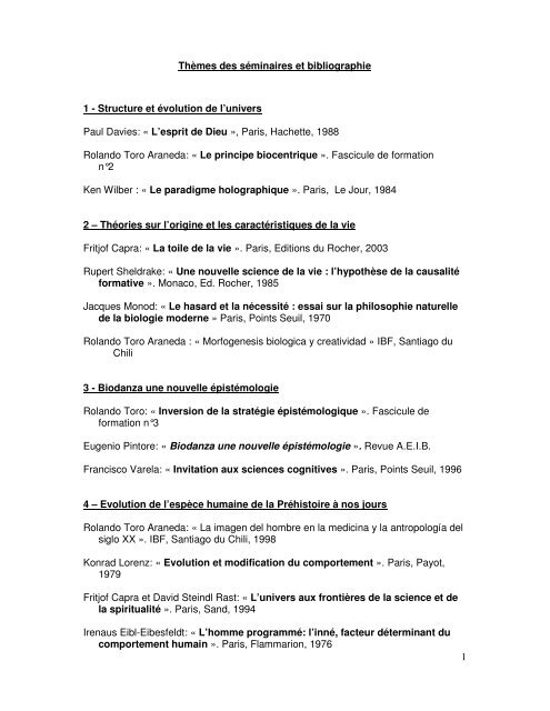 Une liste bibliographique