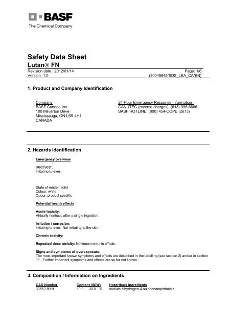 MSDS LUTAN FN - Prismadye