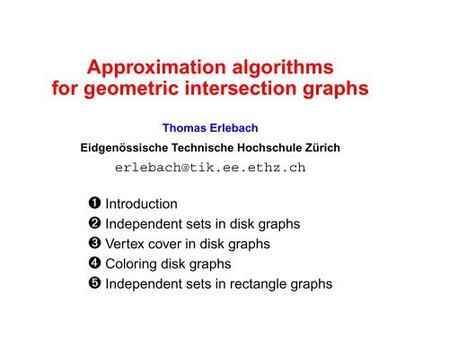 Approximation Algorithms For Geometric Intersection Graphs