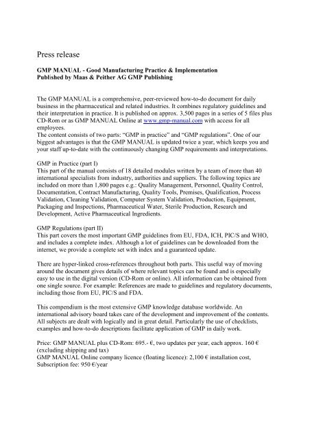 PR GMP Manual - GMP Publishing