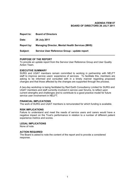 Service User Reference Group and PPE Group Reports