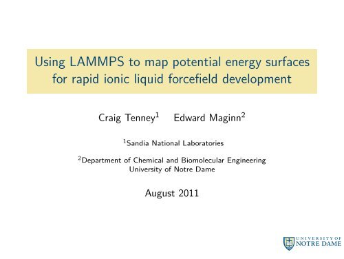 Using LAMMPS to map potential energy surfaces for forcefield ...