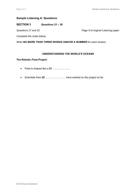 Listening Sample Task (Recording 6) - ielts