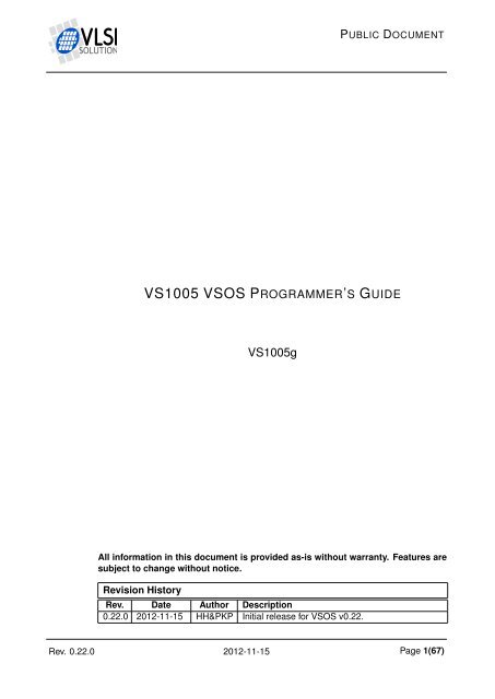 VS1005 VSOS Programmer's Guide - VLSI Solution