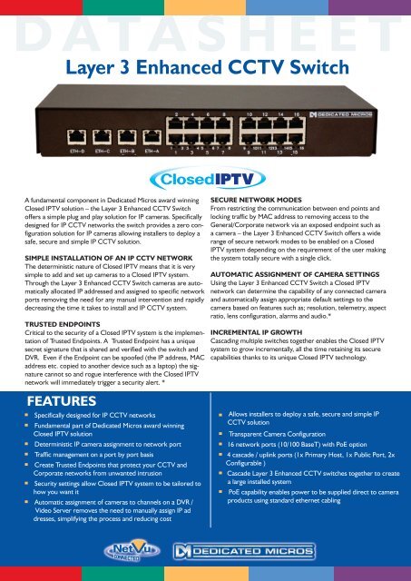 Layer 3 Enhanced CCTV Switch - Surveillance Technologies