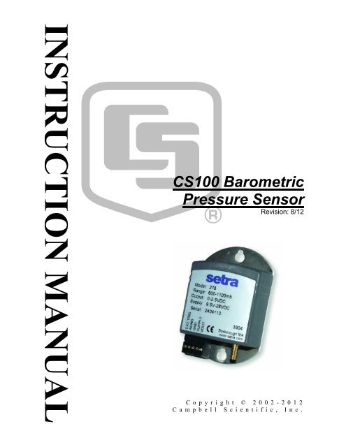CS100 Barometric Pressure Sensor - Campbell Scientific