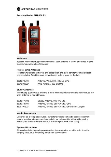 Portable Radio: MTP850 Ex - Motorola Solutions