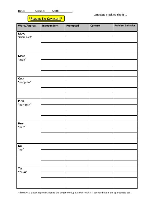 Daily Language Tracking Sheet