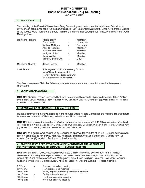 Meeting Minutes - Nebraska Department of Health and Human ...