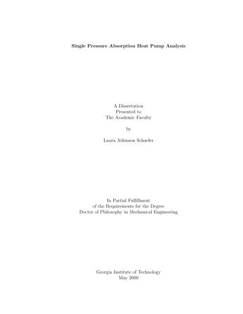 Single Pressure Absorption Heat Pump Analysis A ... - CiteSeer