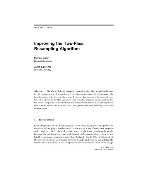 Improving the Two-Pass Resampling Algorithm - University of Virginia