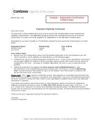 Sample â Dependent Verification Introductory Letter - ConSova