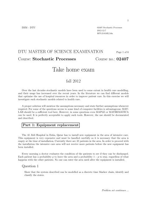 Take home exam