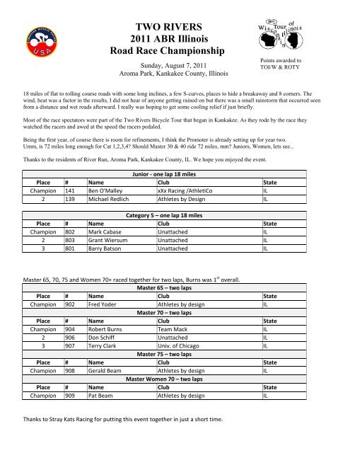 Two Rivers Road Race - IL Championship - American Bicycle Racing