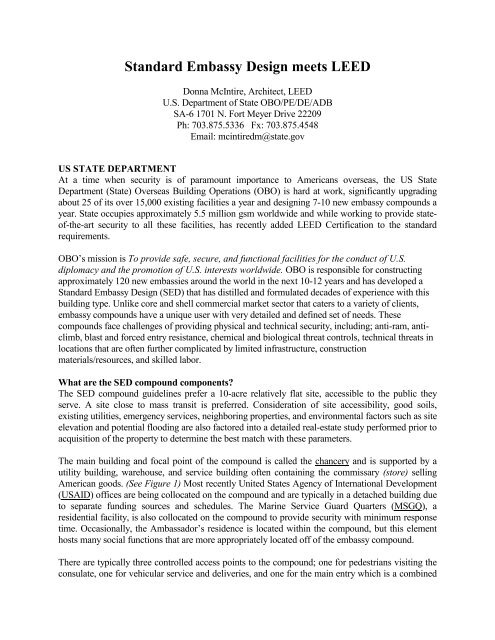 Standard Embassy Design meets LEED - US Green Building Council