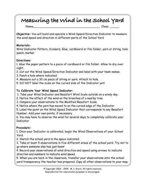 Measuring the Wind in the School Yard