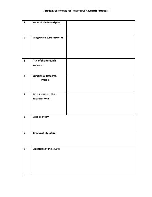Application format for Intramural Research Proposal - National ...