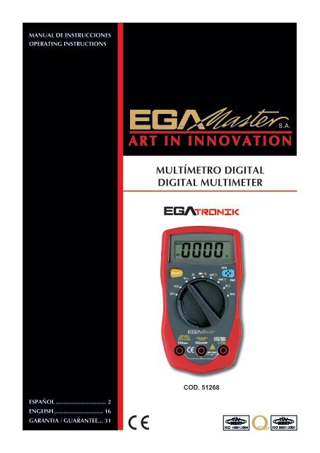 MULTÃ METRO DIGITAL DIGITAL MULTIMETER - Ega Master