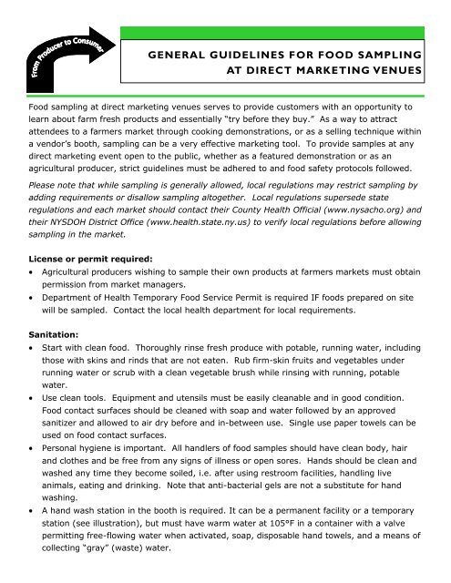 general guidelines for food sampling at direct ... - Farmers Market