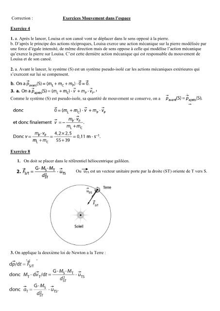 Exercices Mouvement dans l'espace Exercice 4 1. a ... - Webnode