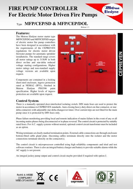 FIRE PUMP CONTROLLER For Electric Motor ... - Metron Eledyne