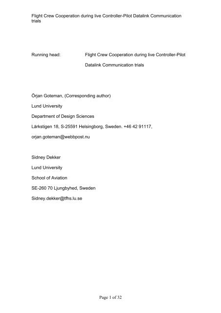 Flight Crew Cooperation during live Controller-Pilot ... - Leonardo