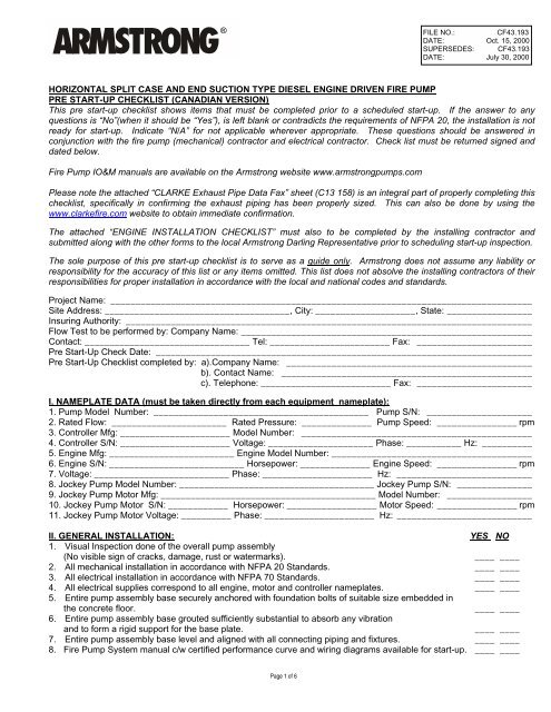 HORIZONTAL SPLIT CASE AND END SUCTION ... - Armstrong Pumps