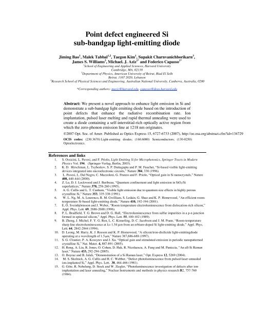 Point defect engineered Si sub-bandgap light-emitting diode