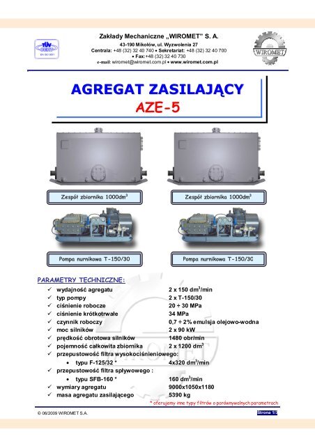 Agregat AZE-5 - Wiromet S.A.
