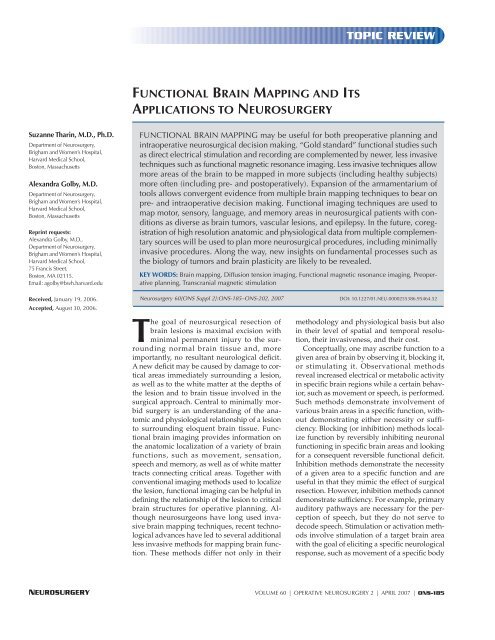 Functional - Golby Lab, A Surgical Brain Mapping Laboratory