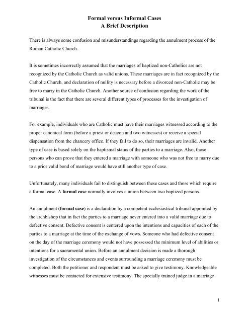 Formal versus Informal Cases