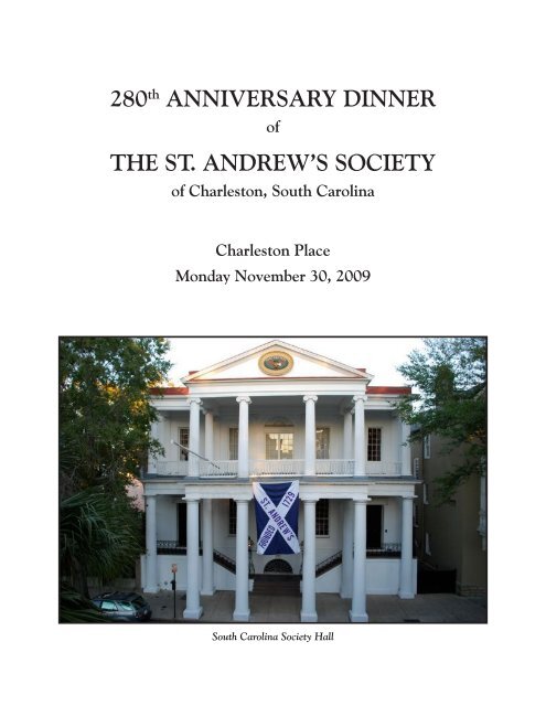 280th ANNIVERSARY DINNER - St. Andrew's Societies
