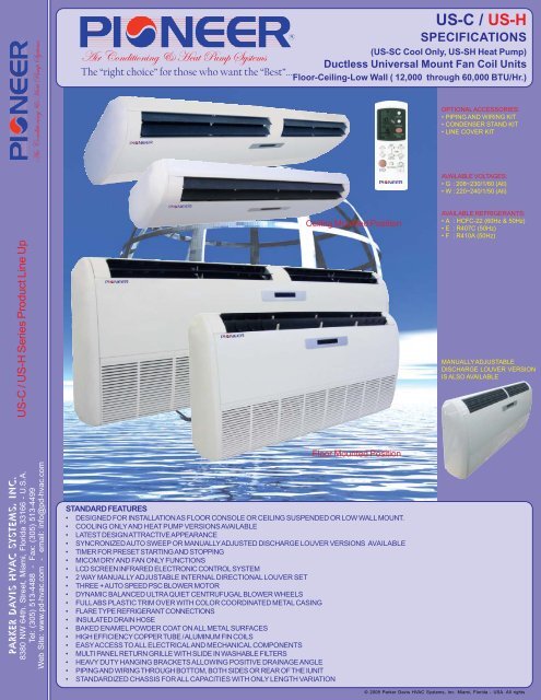 US Series - Universal (Floor / Ceiling) Type Ductless DX Indoor Units