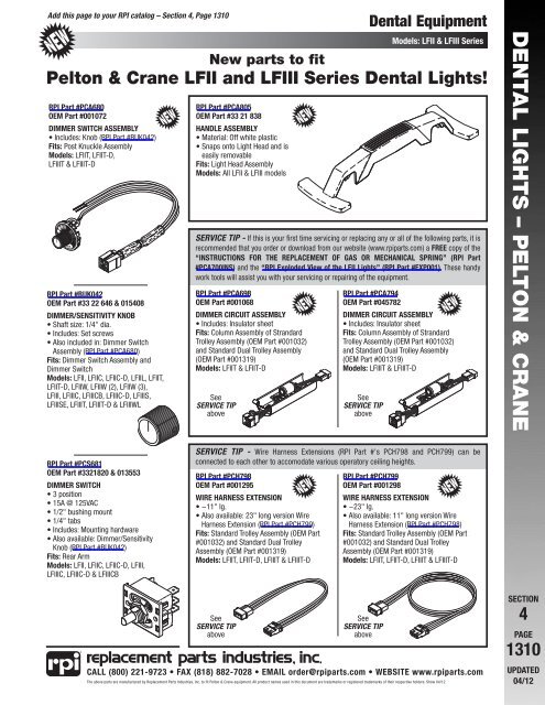 PELTON & CRANE - Replacement Parts Industries