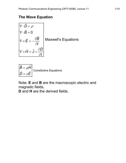 Wave Equation, Slab Waveguide