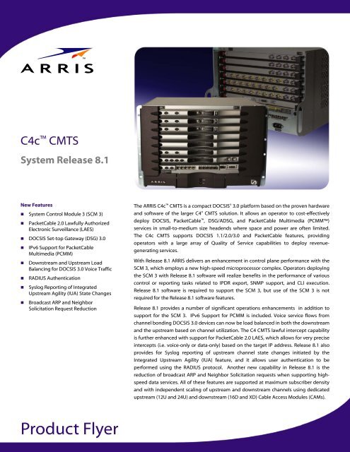 C4c CMTS System Release 8.1 Product Flyer - Arris