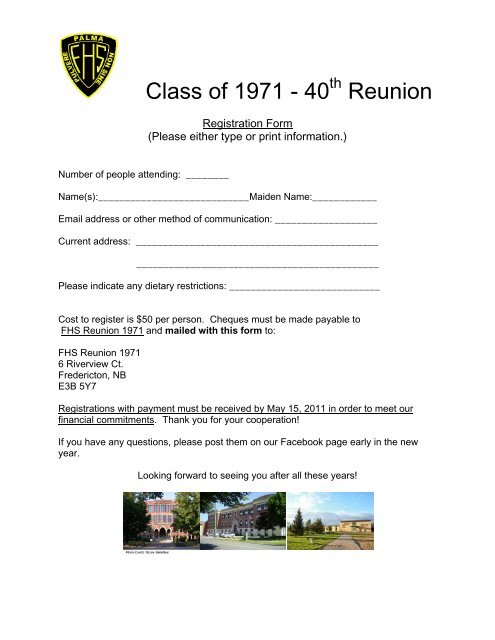 Class of 1971 - 40 Reunion - Fredericton High School