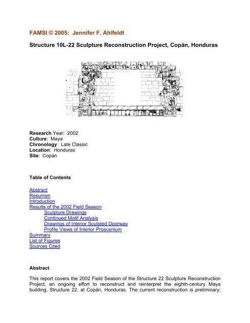 Structure 10L-22 Sculpture Reconstruction Project, Copán ... - Famsi