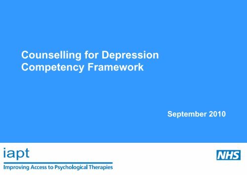 Counselling for Depression Competency Framework - IT Shared ...