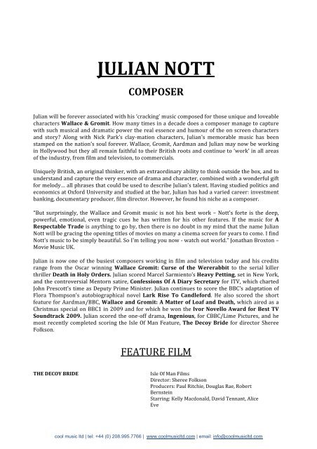 JULIAN NOTT - COOL Music Inc