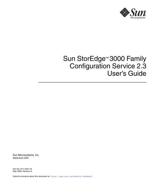 Sun StorEdge 3000 Family Configuration Service 2.3 User's Guide