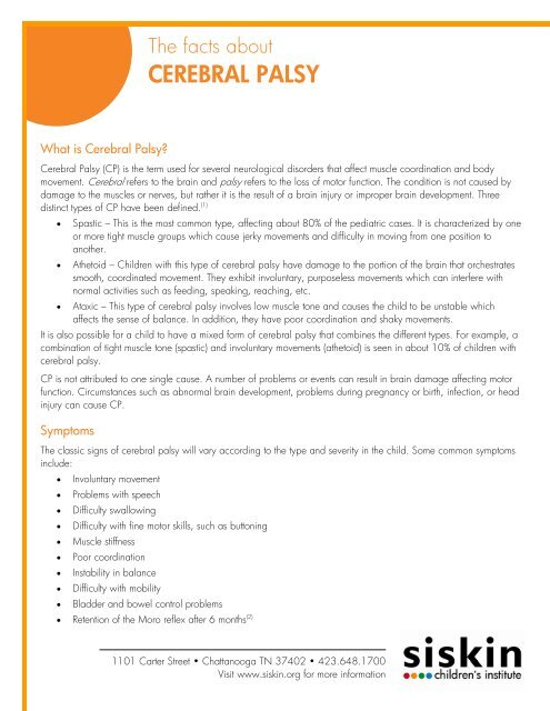 The Facts About CEREBRAL PALSY - Siskin Children's Institute
