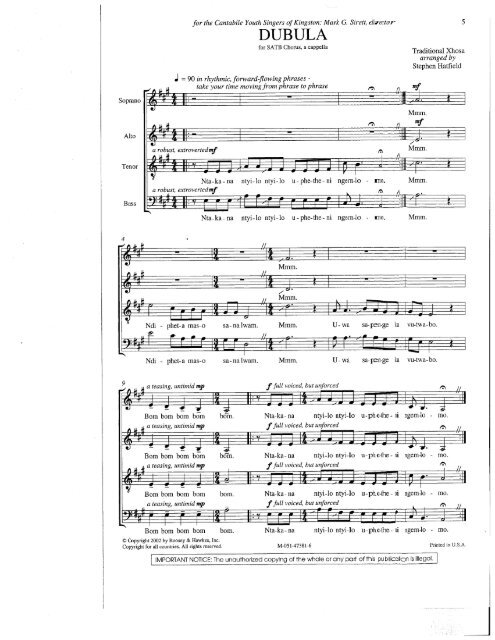 Dubula Sheet Music - Cshchoir.org