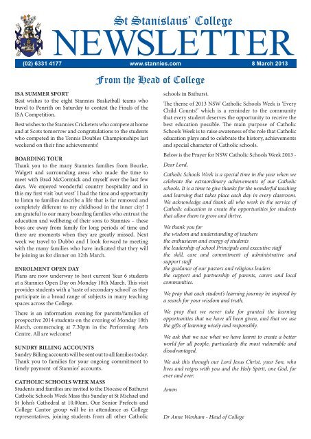 St Stanislaus' College NEWSLETTER - Xenware.net