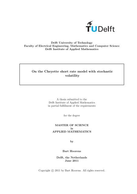 On the Cheyette short rate model with stochastic volatility - TU Delft