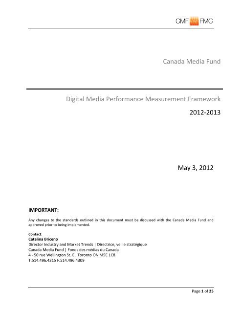 Digital Media Performance Measurement Framework