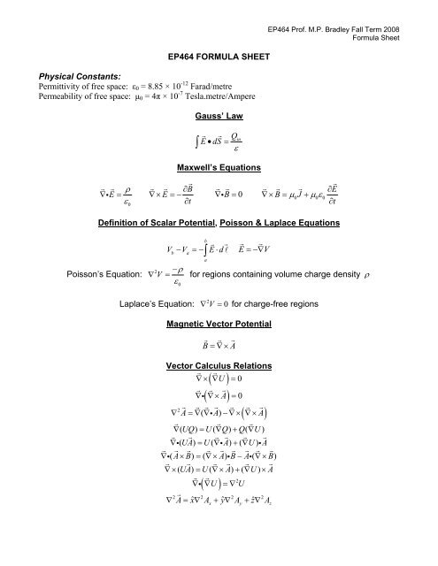 Formula Sheet