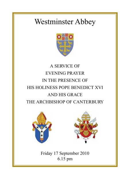 Order of Service - Westminster Abbey