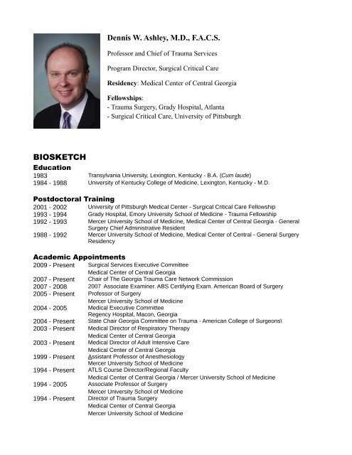 Bio/CV - MCCG General Surgery Residency